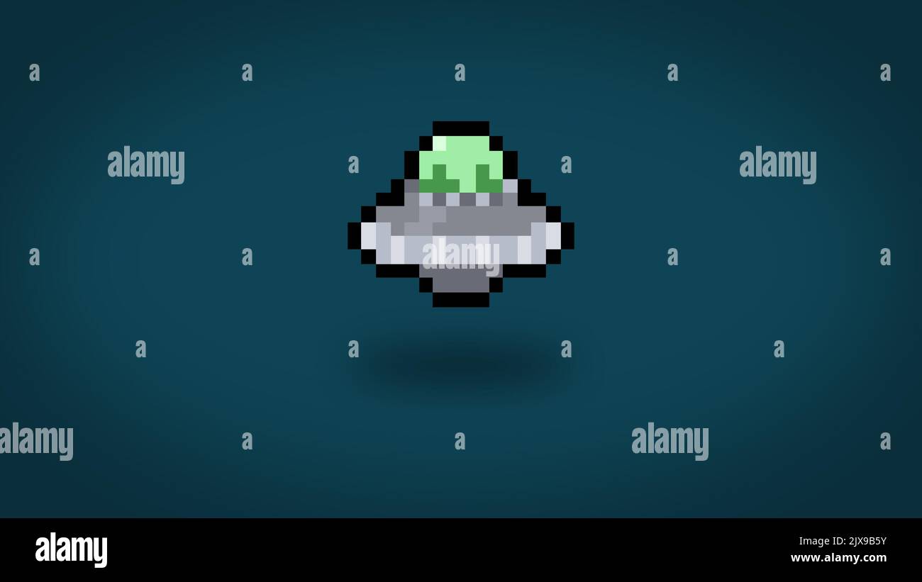 Pixel flying saucer UFO background - high resolution 8 bit wallpaper ...