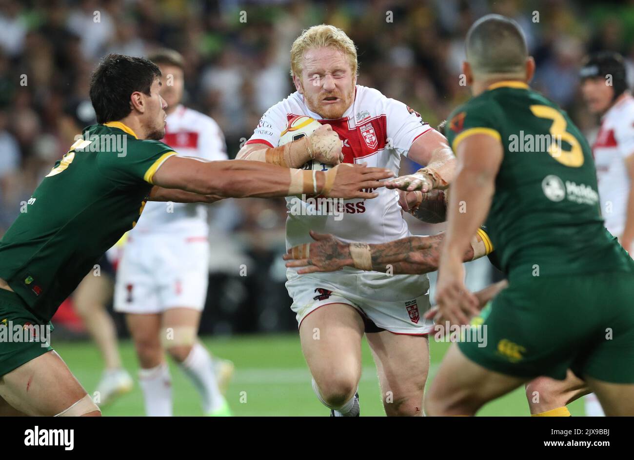 James Graham passes for England during the first pool A match of the ...