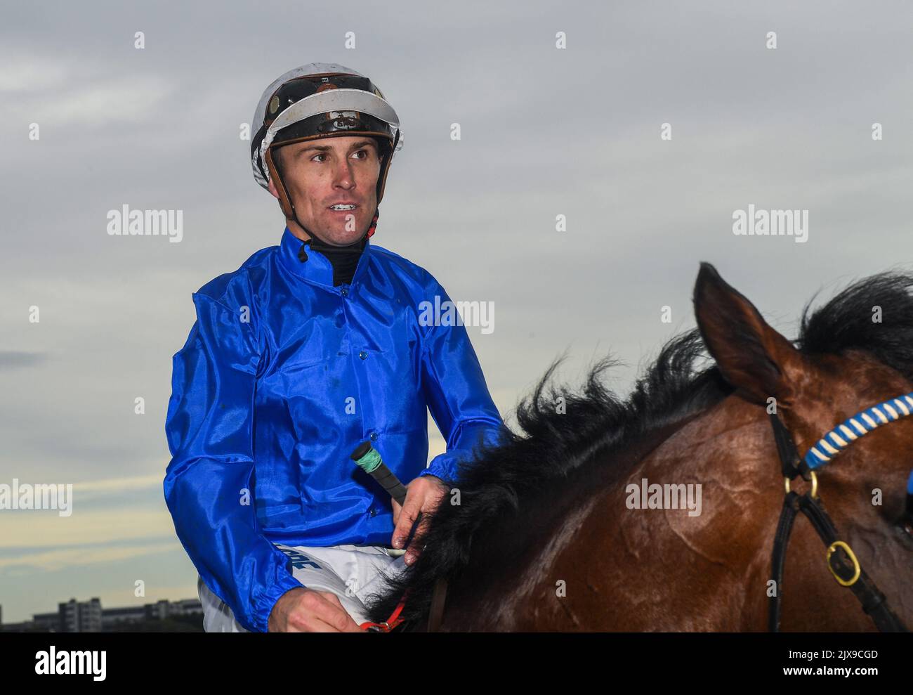 Jockey Tye Angland returns to scale after riding Interlocuter to win ...