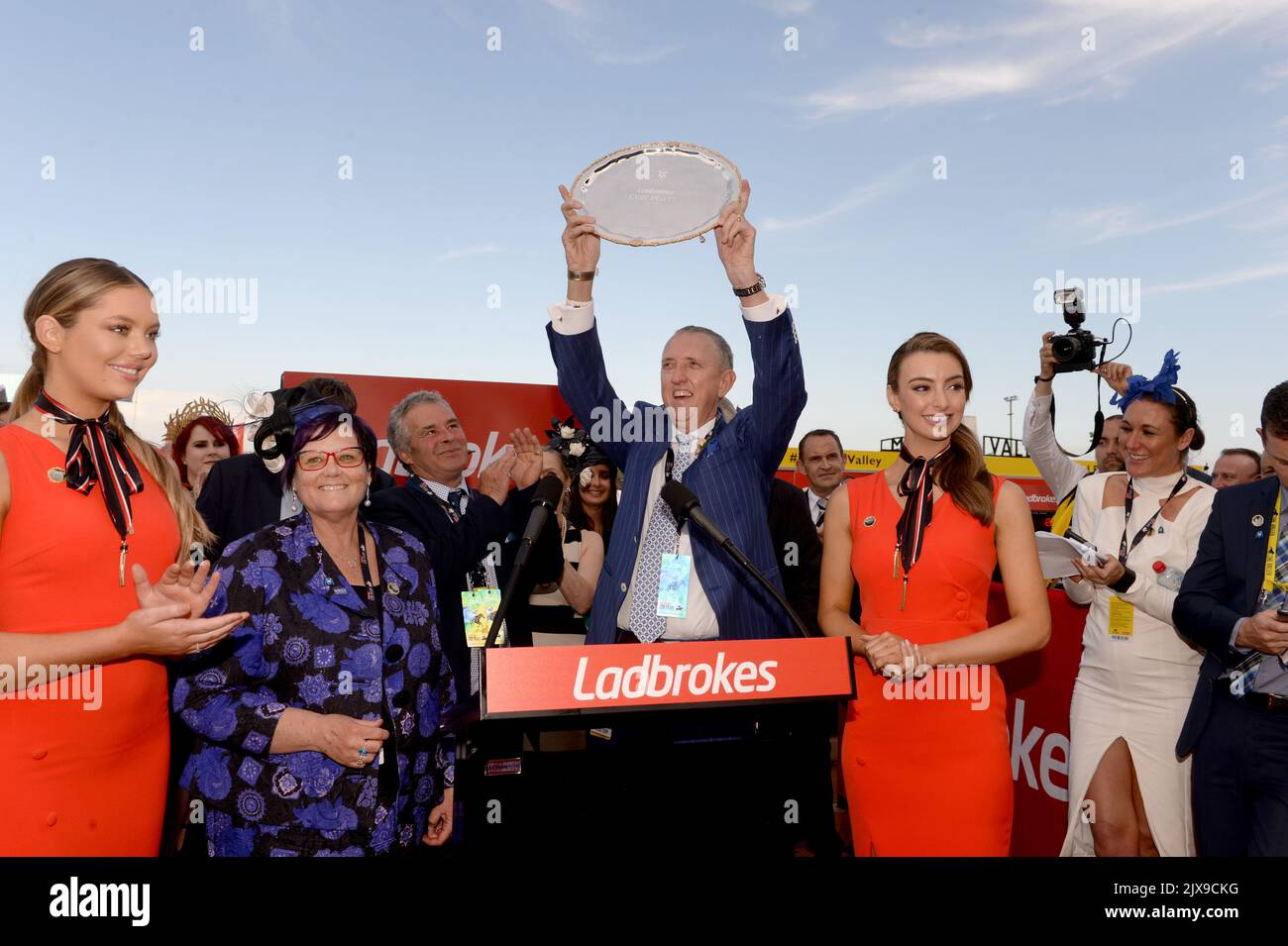 Winx owners Debbie Kepitis and Peter Tighe celebrate after winning the ...