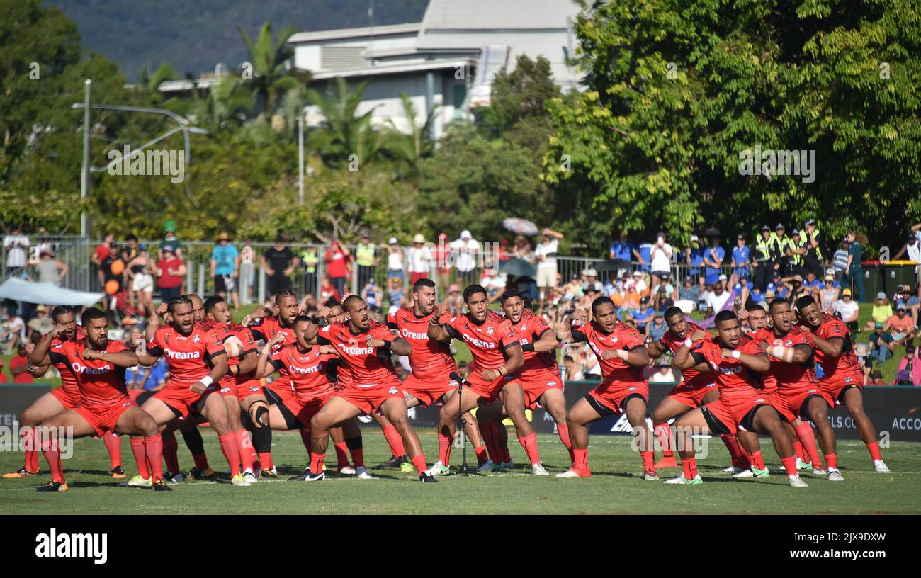 Tonga perform their traditional dance before taking on Scotland at the ...