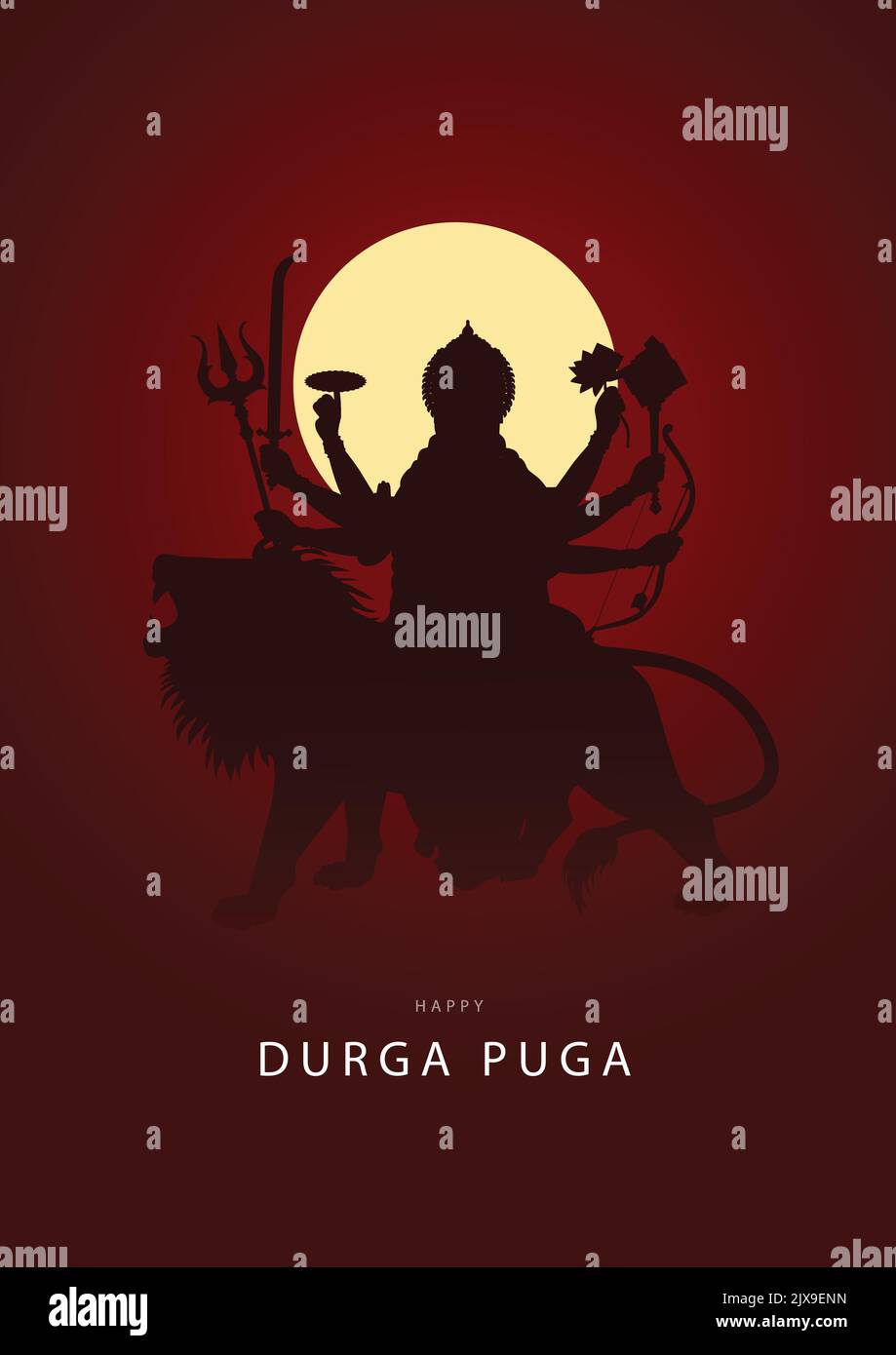 indian God durga in Happy Durga Puja Subh Navratri background. vector ...