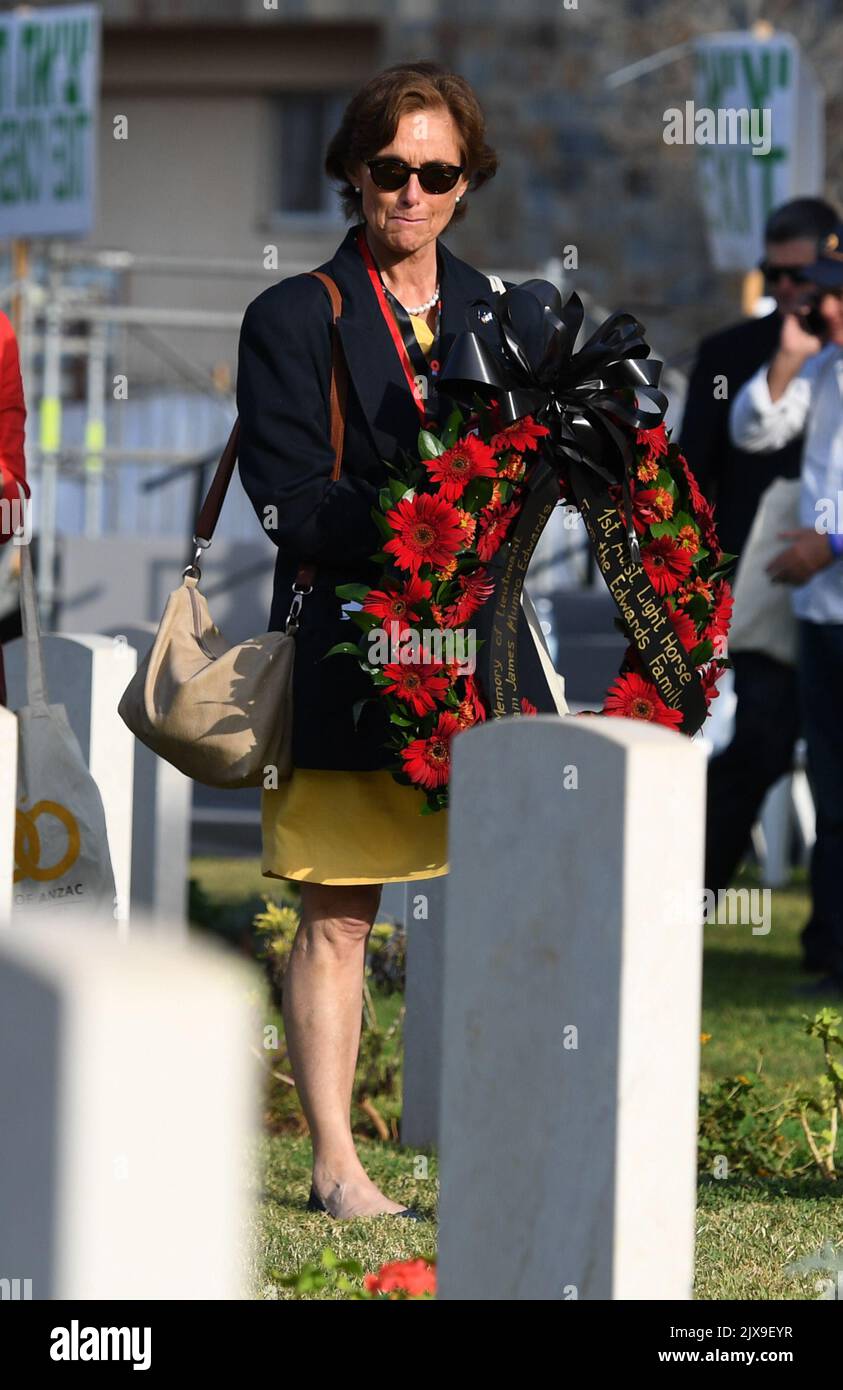 Anthea Sutherland becomes emotional as she visits the grave of her ...