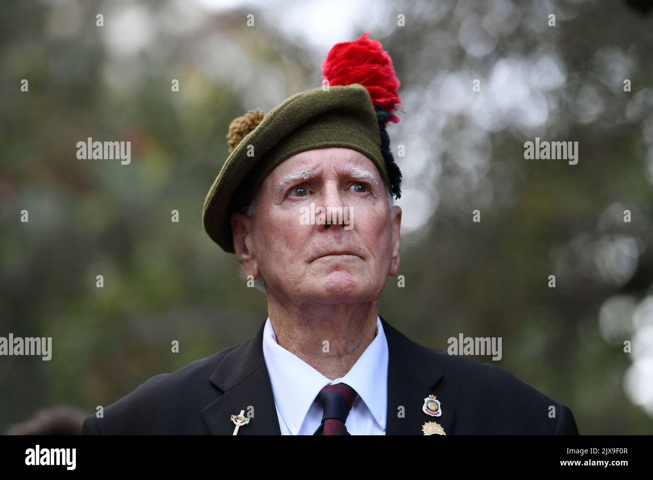 Kevin Cram of the Reserve Forces Council looks on at the unveiling of ...