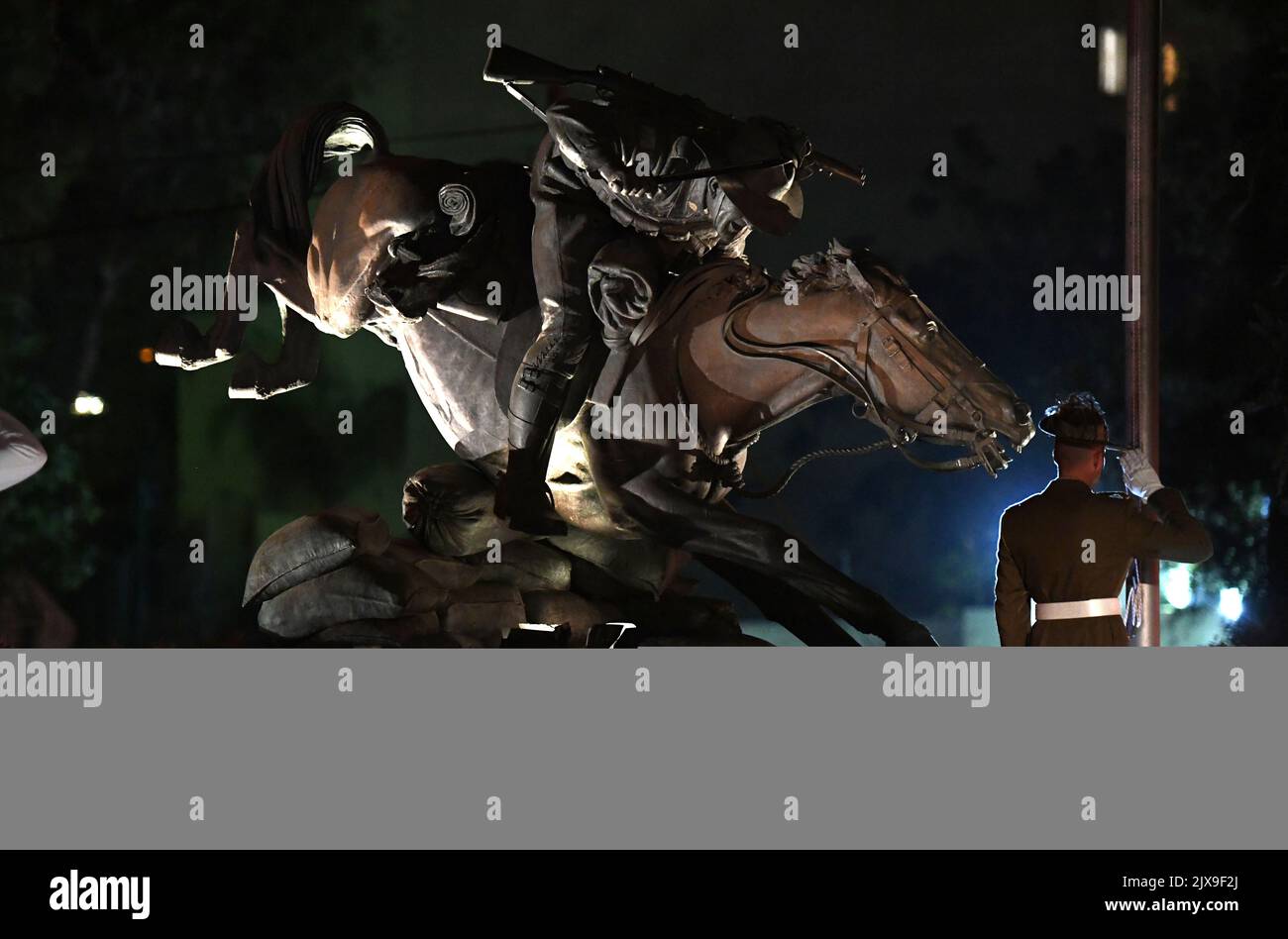 A statue commemorating the Australian Light Horse Brigade is seen at ...