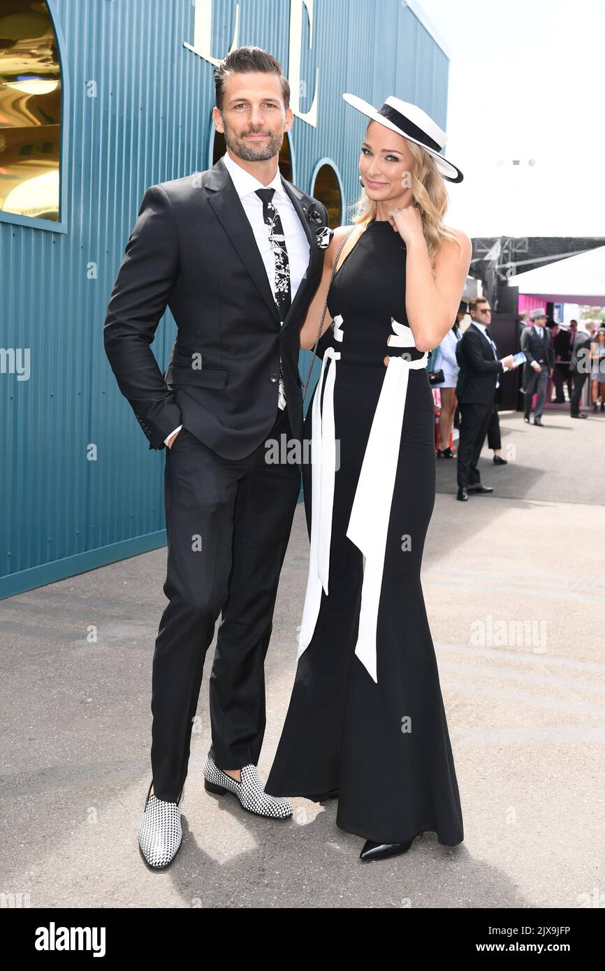 Tim Robards (left) and Anna Heinrich pose for photos in the Birdcage on ...