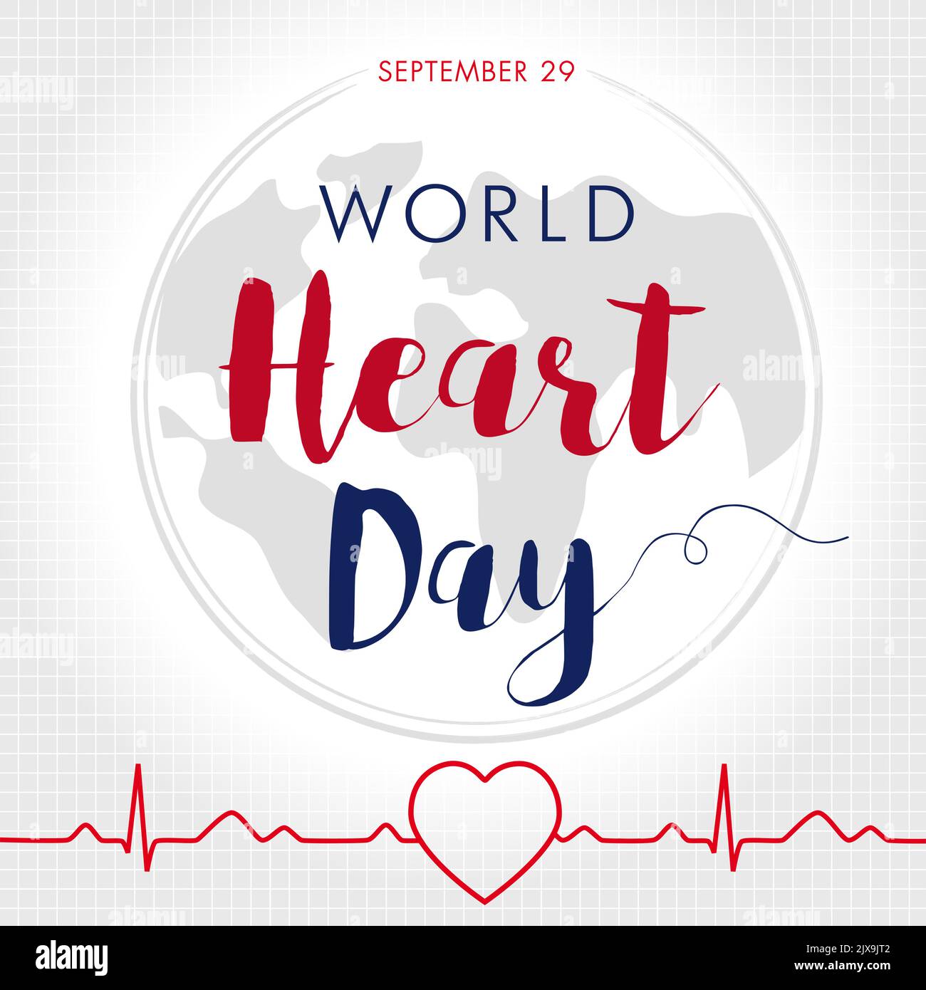 World Heart day with earth and pulse trace. Creative heart logo, flat ...