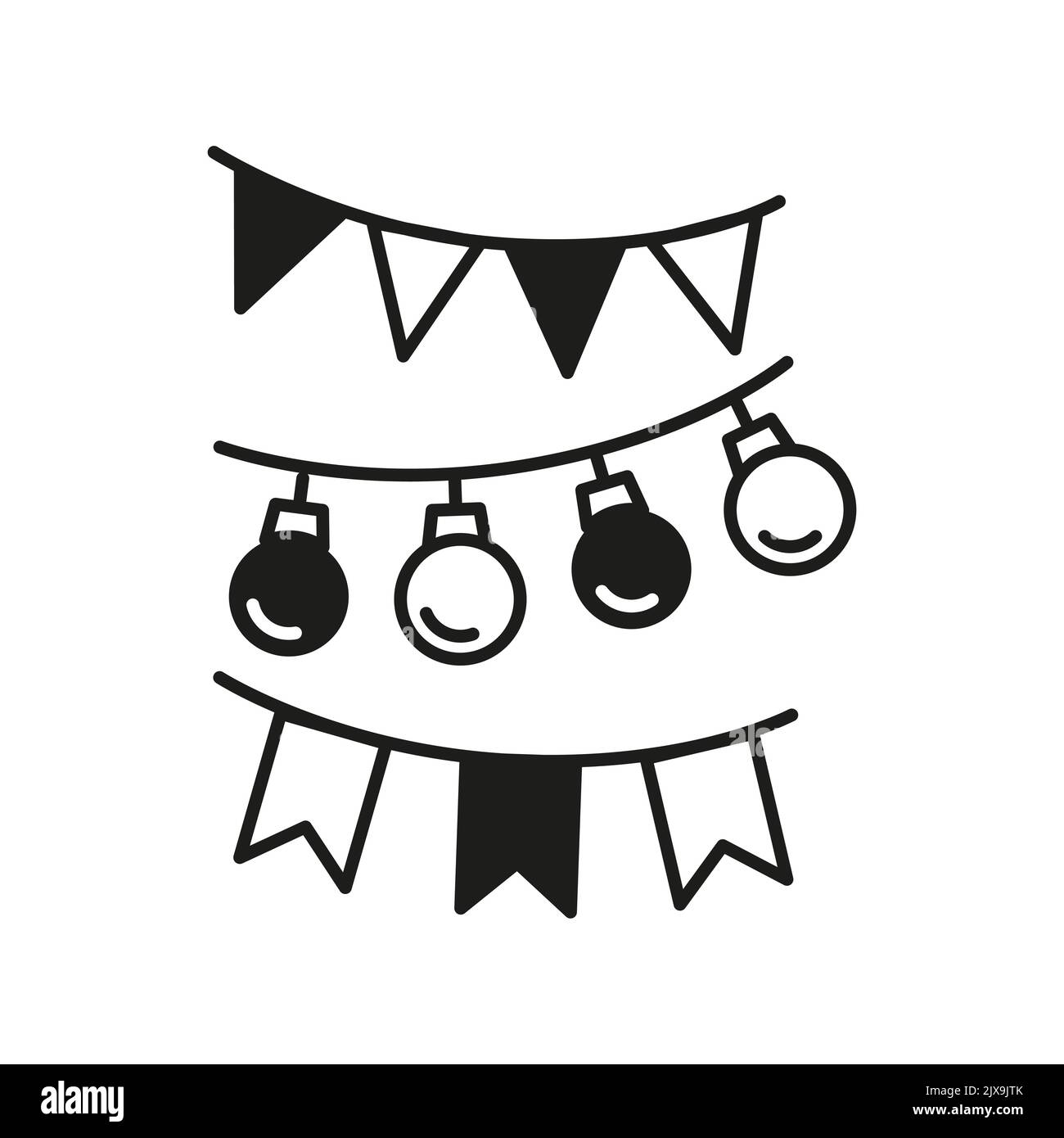Vector festive logo design. Black and white festive garland icon Stock ...