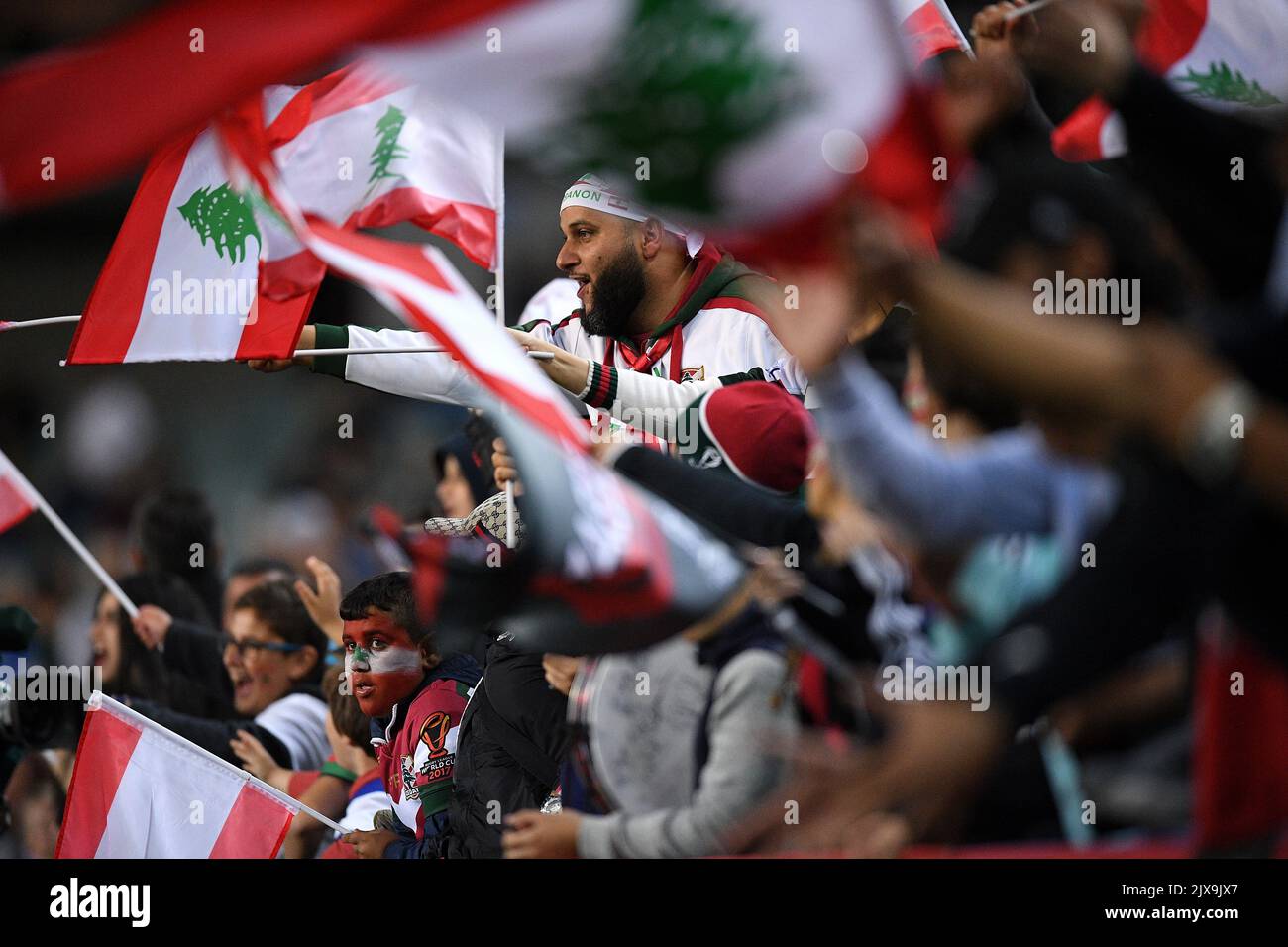 Lebanon supporters are seen in the crowd during the Pool A Rugby League ...