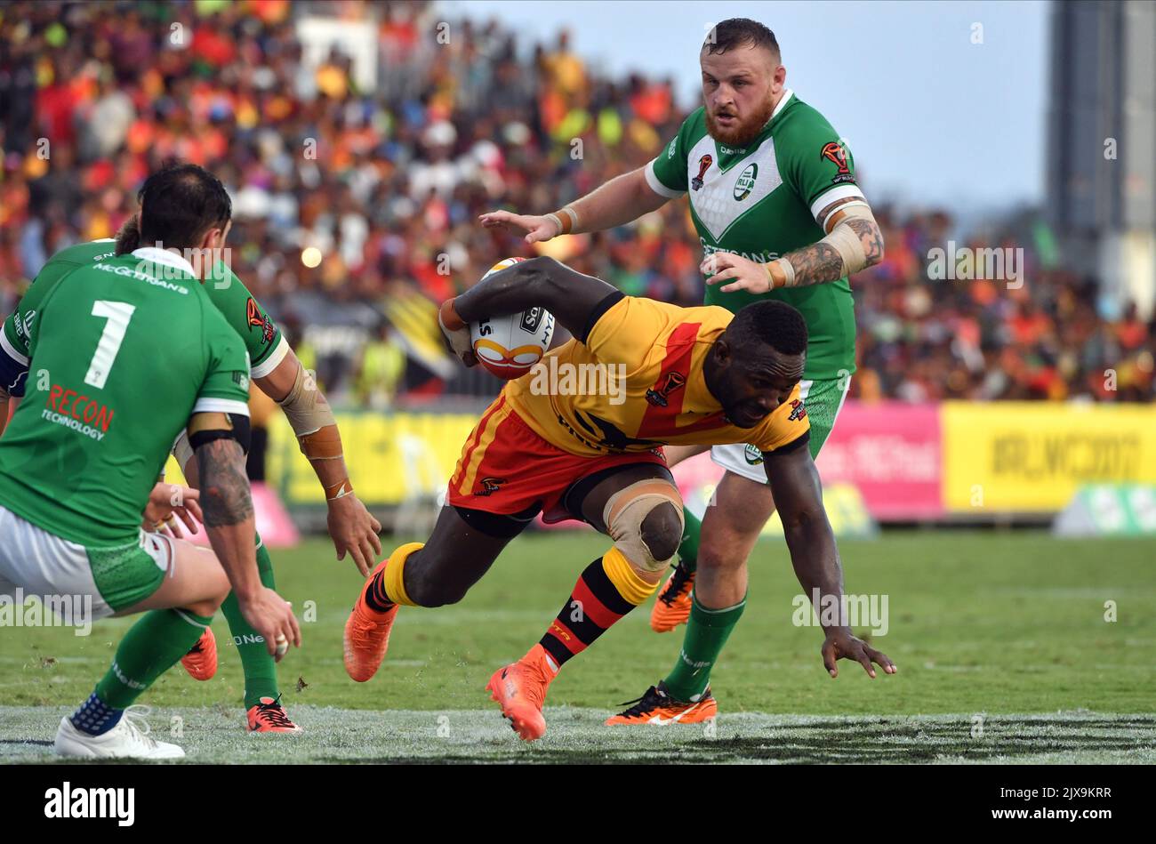 Papua New Guinea's Ase Boas in action during the Rugby League World Cup ...