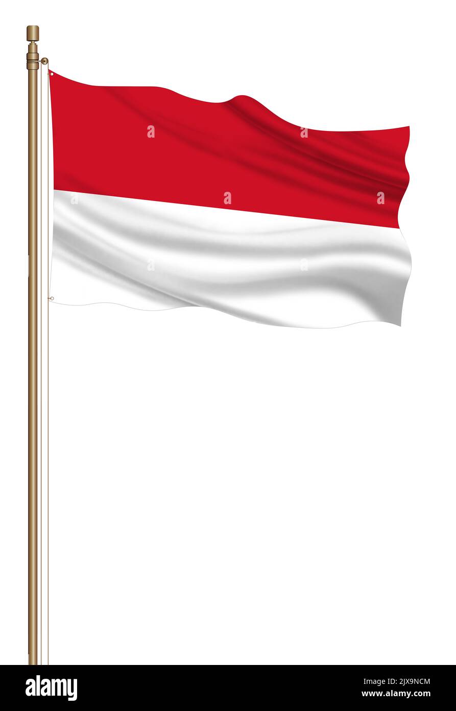 3D Flag of Monaco on a pillar blown away isolated on a white background Stock Photo - Alamy