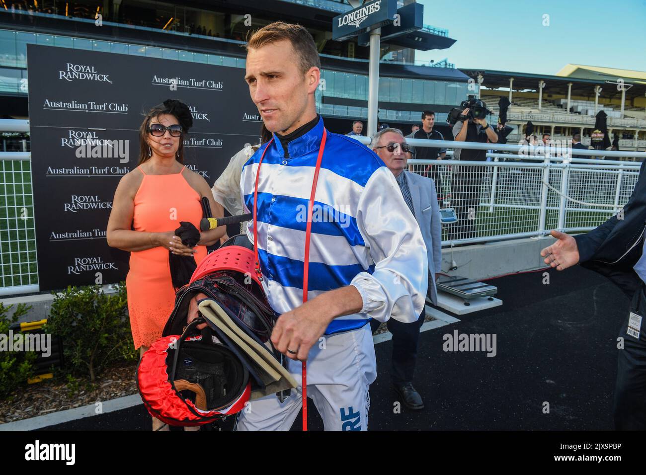 Jockey Tye Angland returns to scale after riding Our Belisa to win race ...