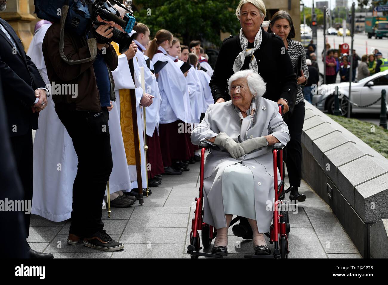 Lady Stephen arrives for the State Funeral of her husband Sir Ninian ...