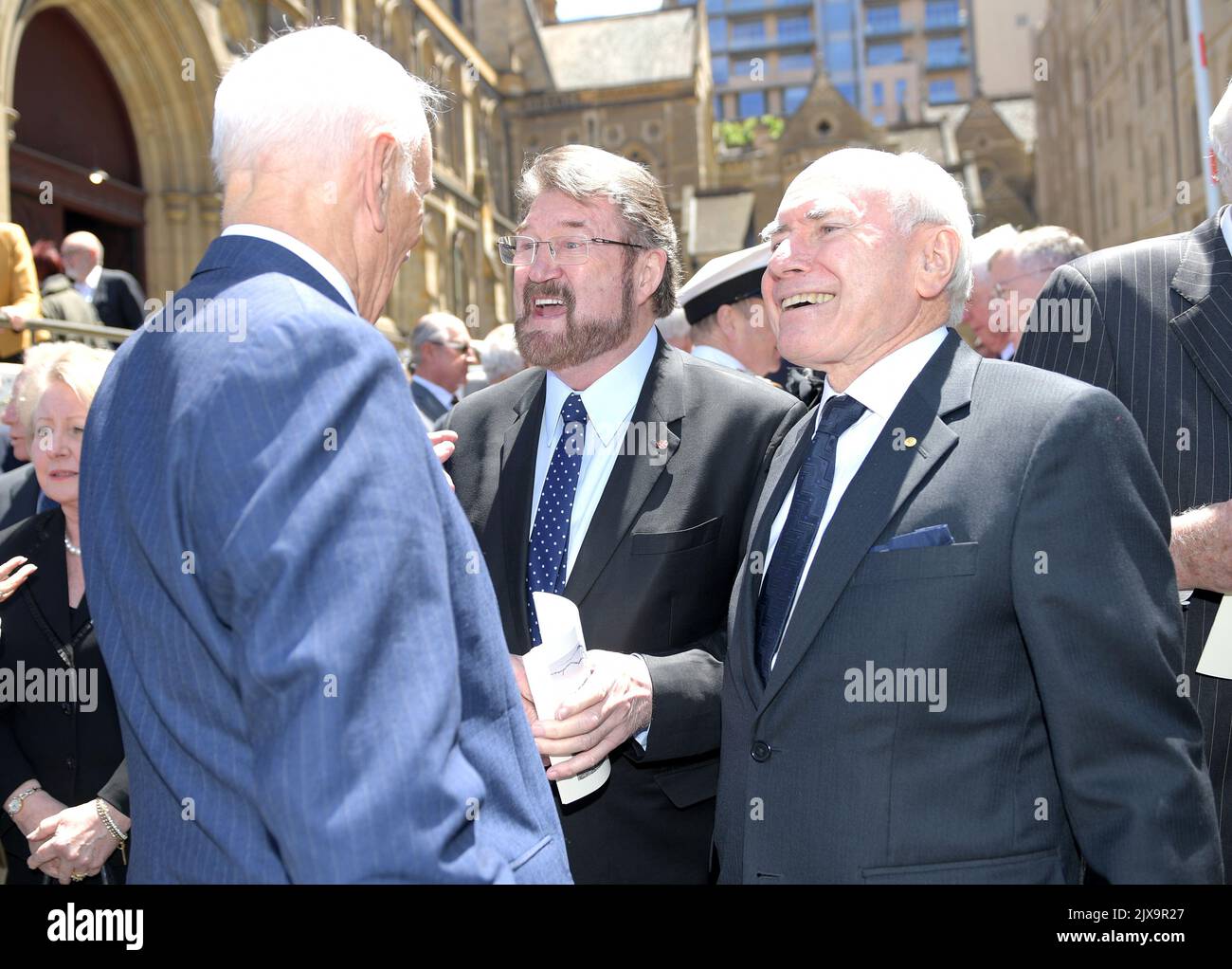 Senator Derryn Hinch (centre) and former prime minister John Howard ...
