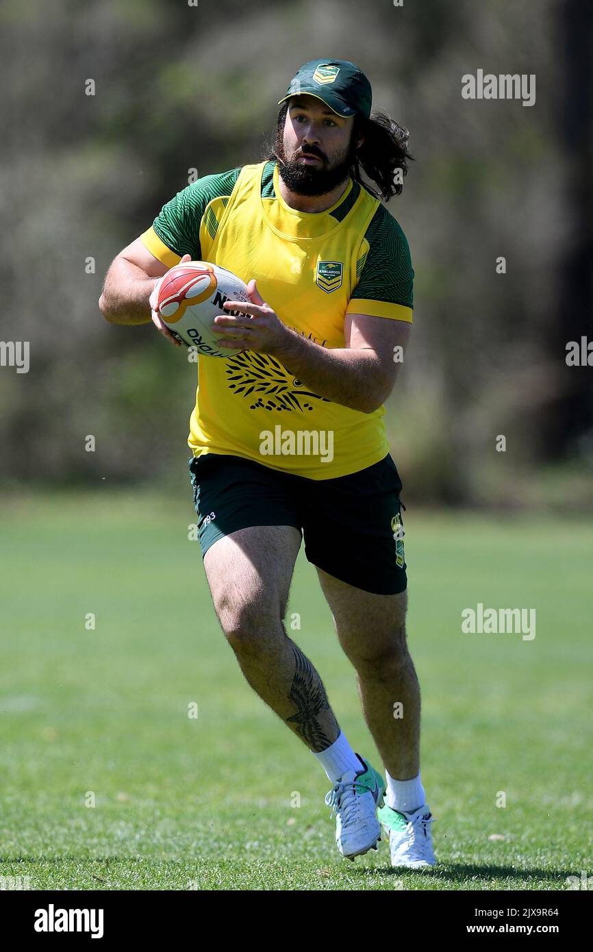 Aaron Woods of the Kangaroos takes part in a training session in Sydney ...