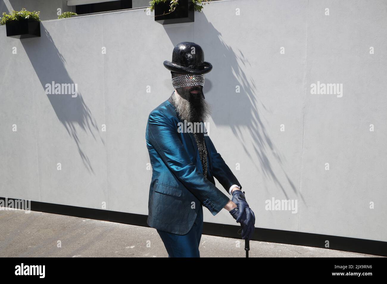 Milliner Richard Nylon poses for photos in the Birdcage for the Kennedy ...