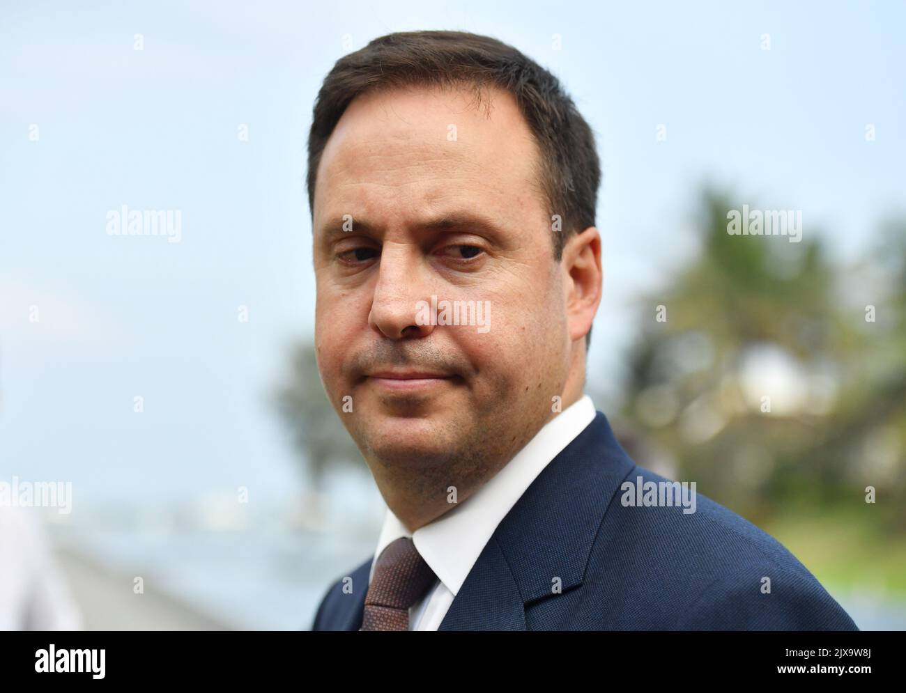 Australian Trade Minister Steven Ciobo speaks to the media after a ...