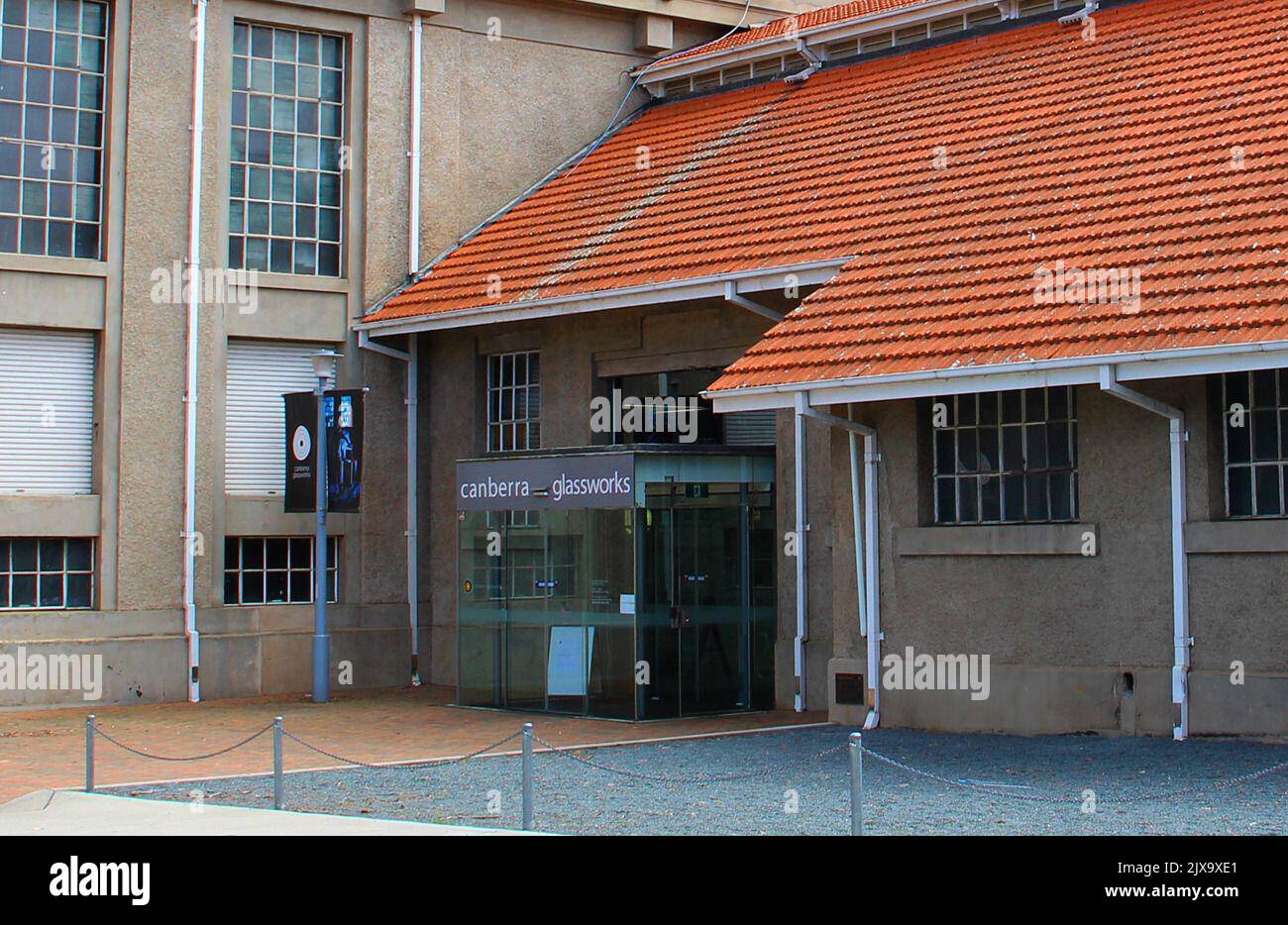 The entrance to the Canberra Glassworks in Kingston, Canberra, October ...