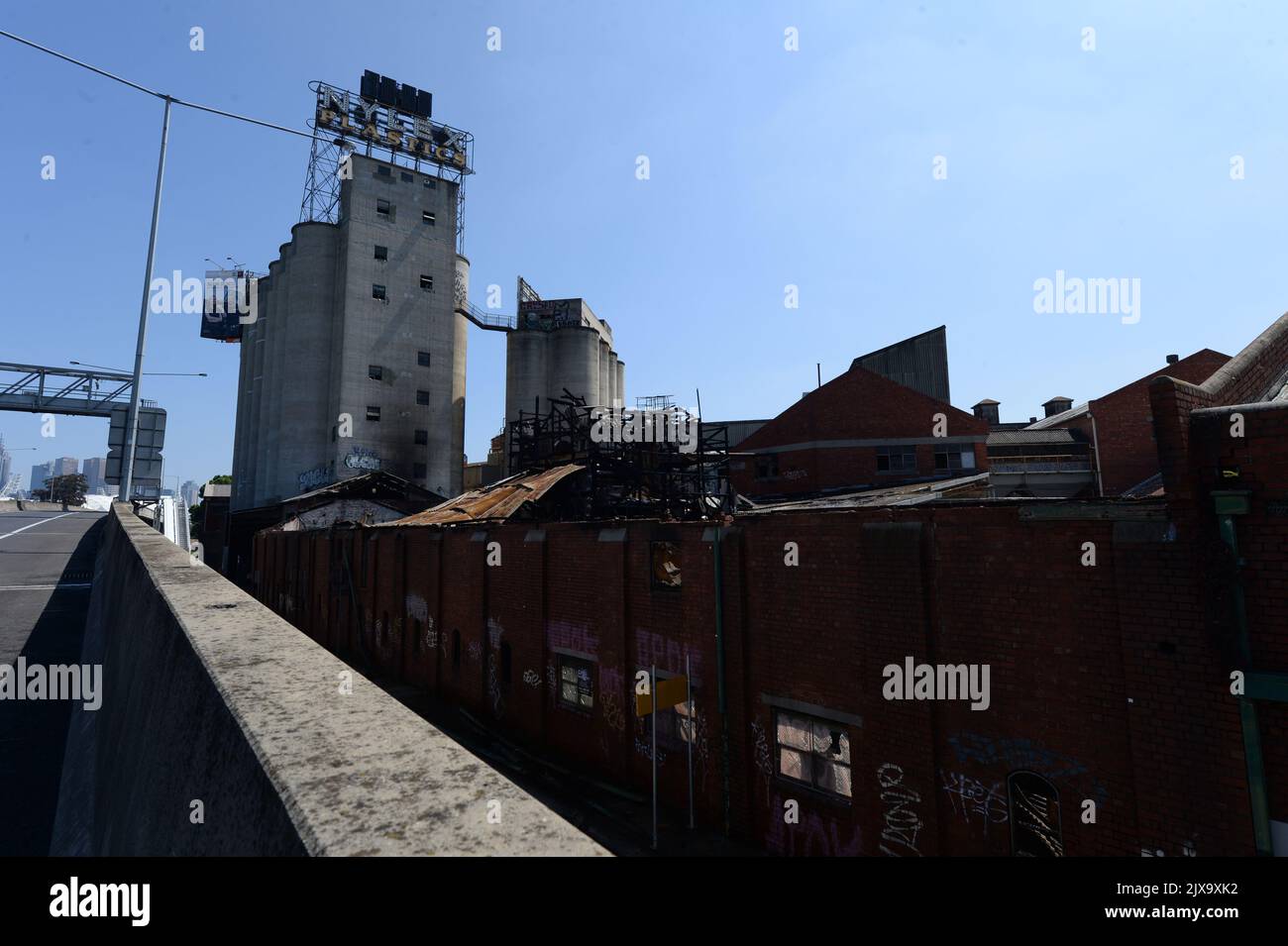 A scene near Melbourne's iconic Nylex clock where a fire took place in ...