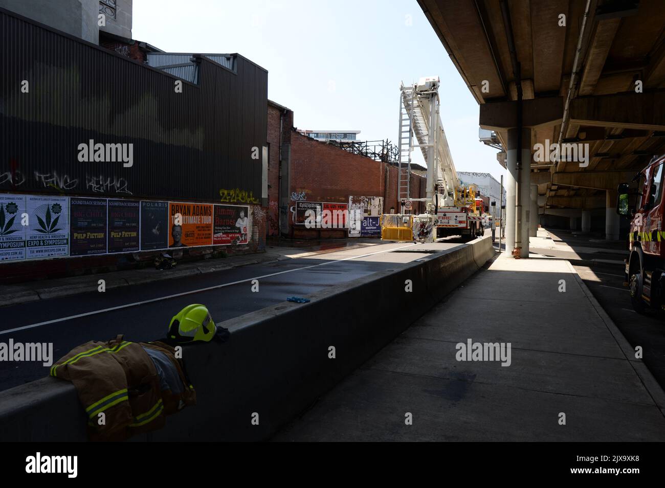 A scene near Melbourne's iconic Nylex clock where a fire took place in ...