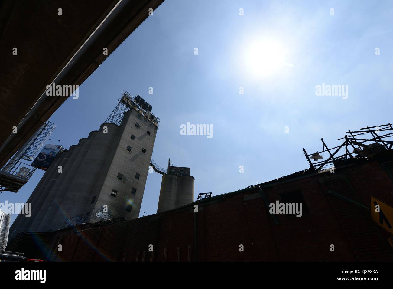 A scene near Melbourne's iconic Nylex clock where a fire took place in ...
