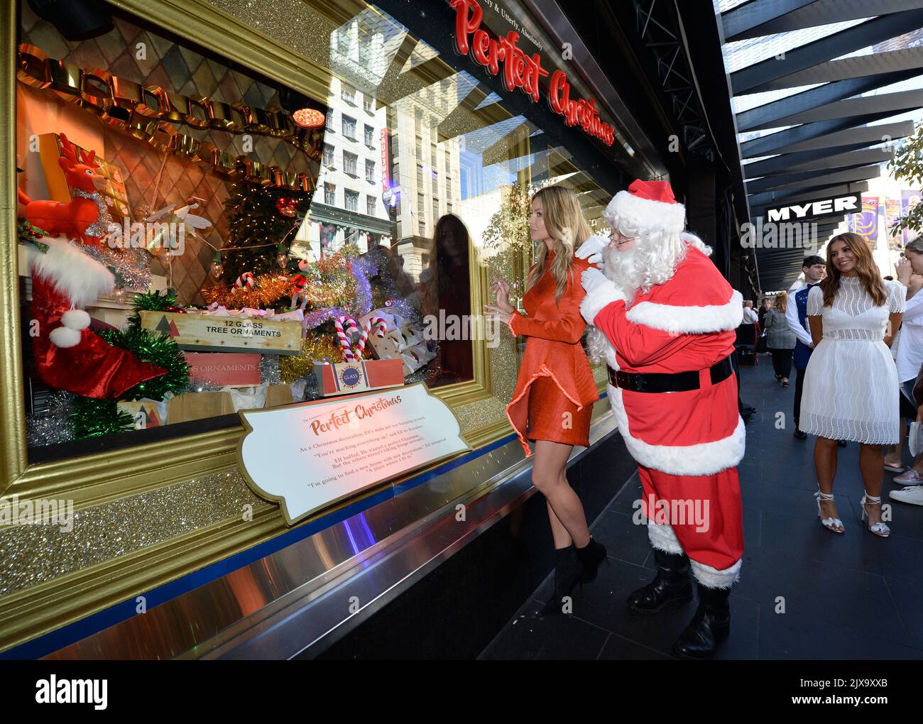 Santa with the Face of Myer Jennifer Hawkins, Lauren Phillips at the ...