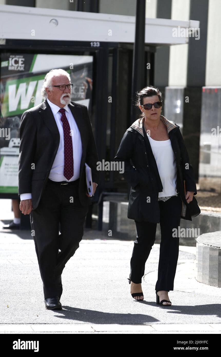 Linda Brooks, wife of Olympian Neil Brooks, arrives with lawyer Chris ...