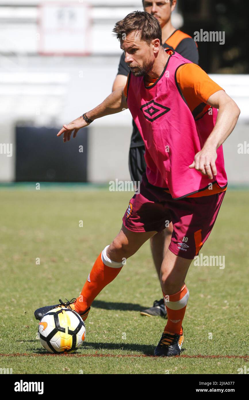 Former Socceroo Brett Holman trains with the Brisbane Roar at Ballymore ...