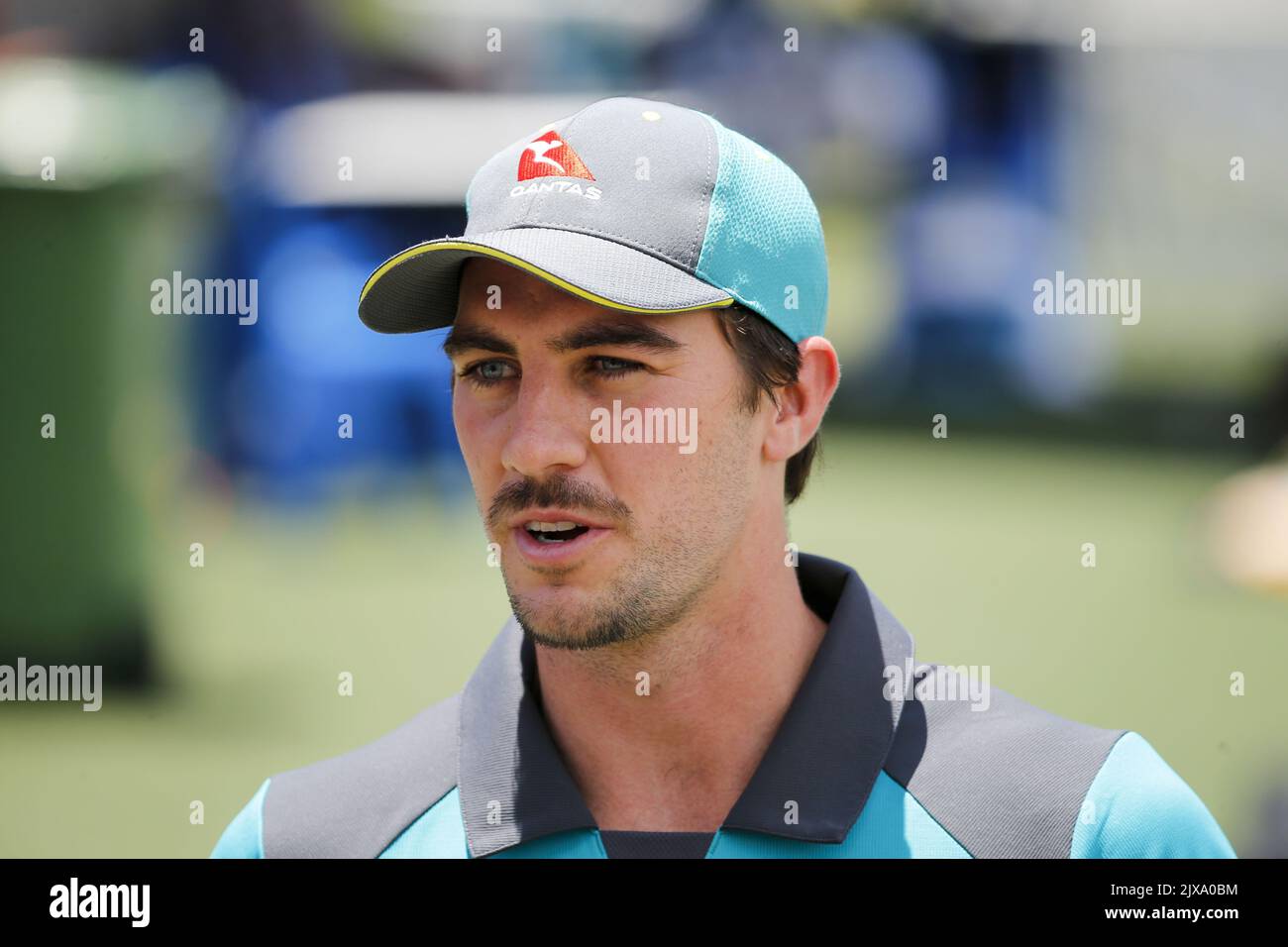 Australian fast bowler Pat Cummins speaks to media at Allan Border ...