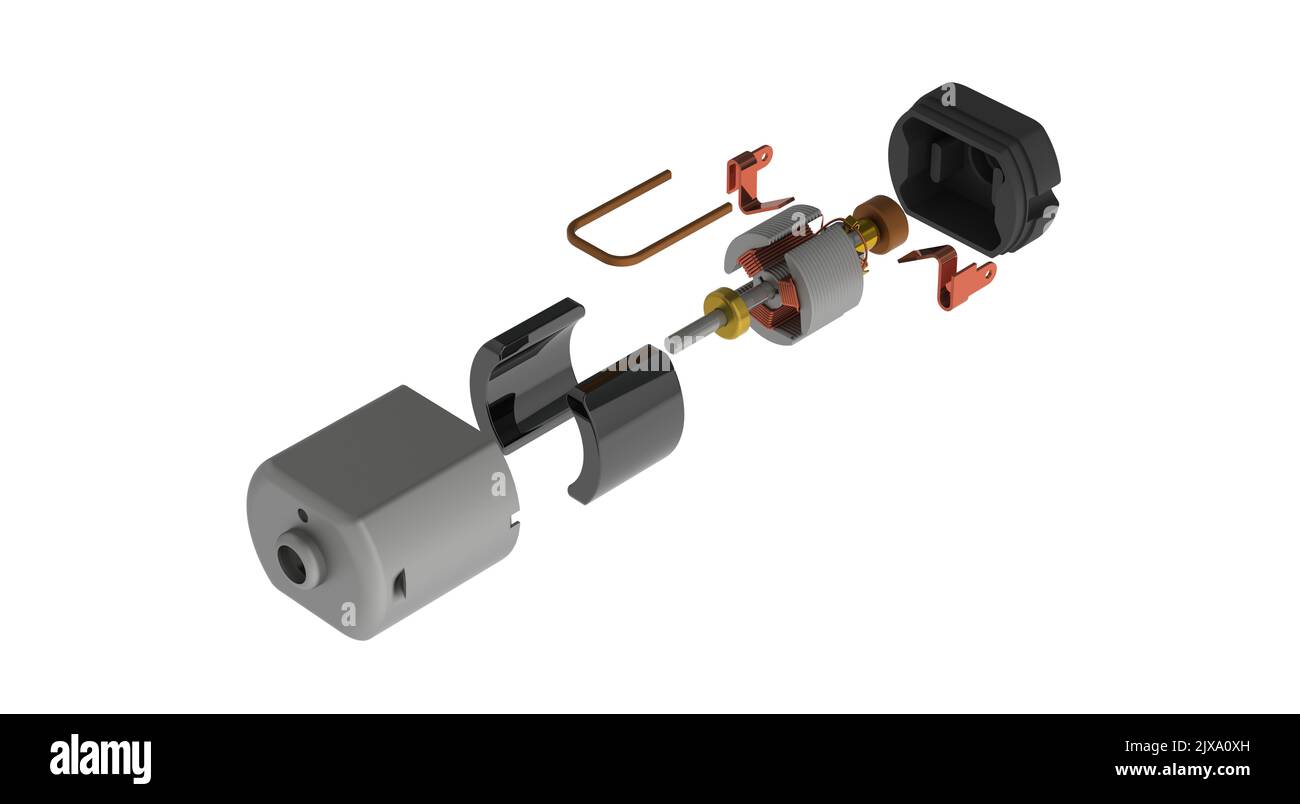 Direct current toy car electric motor presentation 3D illustration ...