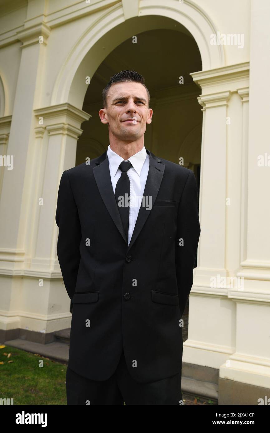 Dale Edwards, recipient of a Certificate of Merit, poses for a ...