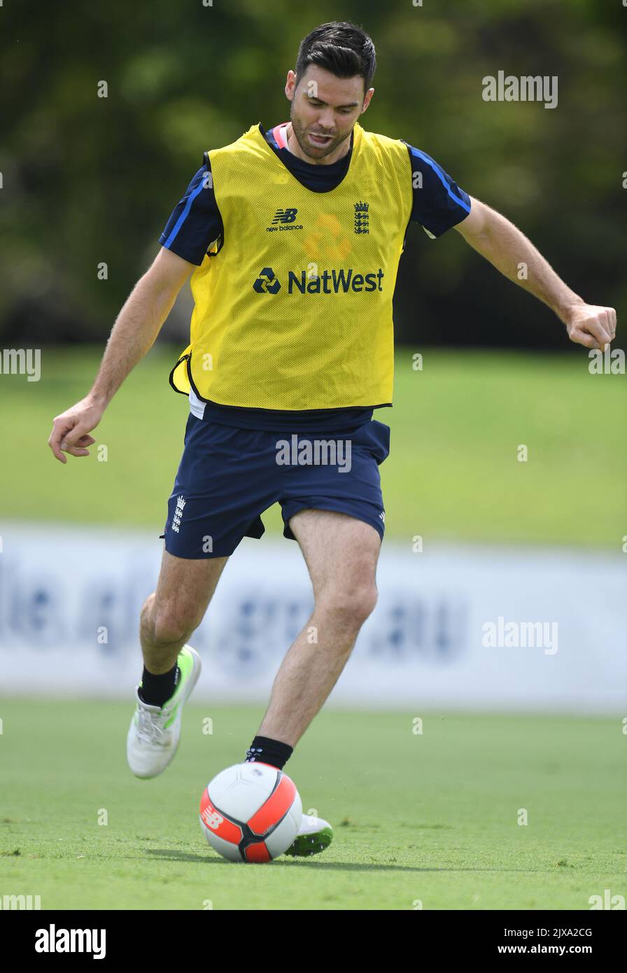 England pace bowler James Anderson is seen prior to play on day 2 of ...