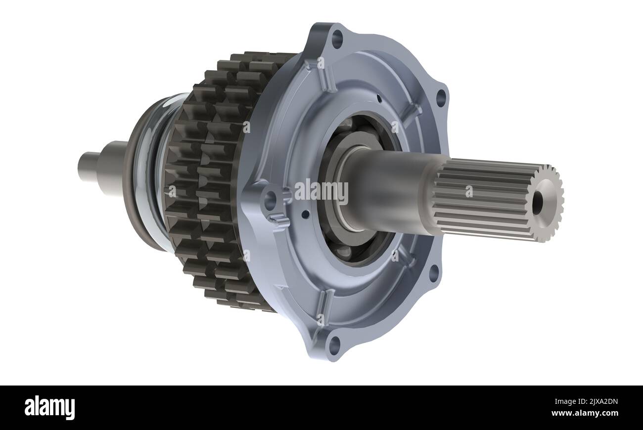 Car alternator gear shaft 3D illustration isolated on white background ...