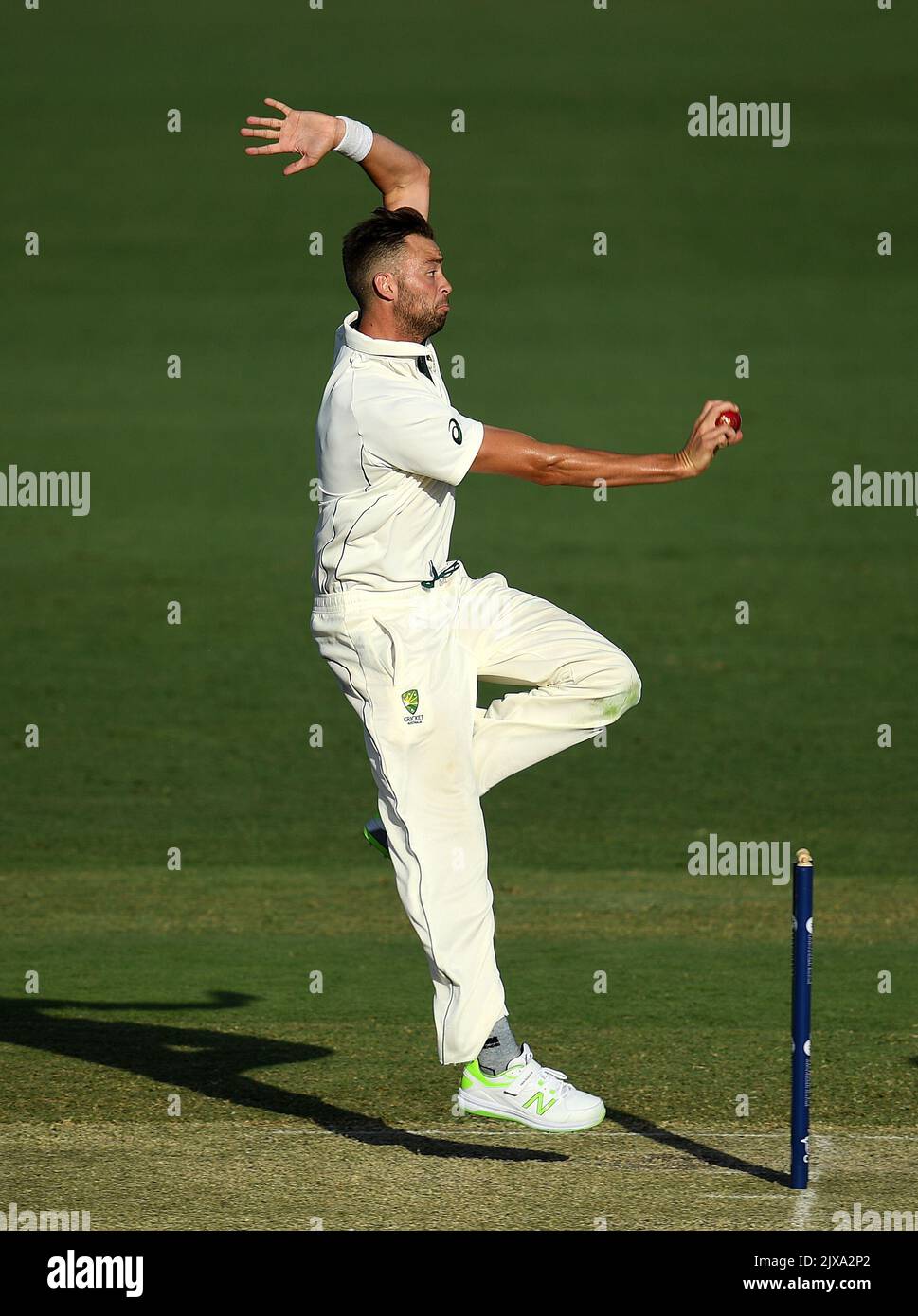 Cricket Australia XI bowler Harry Conway bowls on day 2 of the tour ...