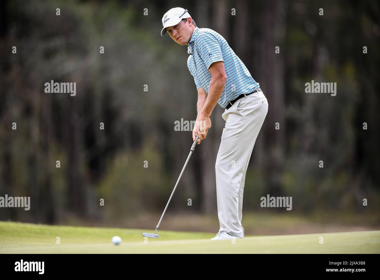 American golfer Kramer Hickok putts the ball during day two of the NSW ...