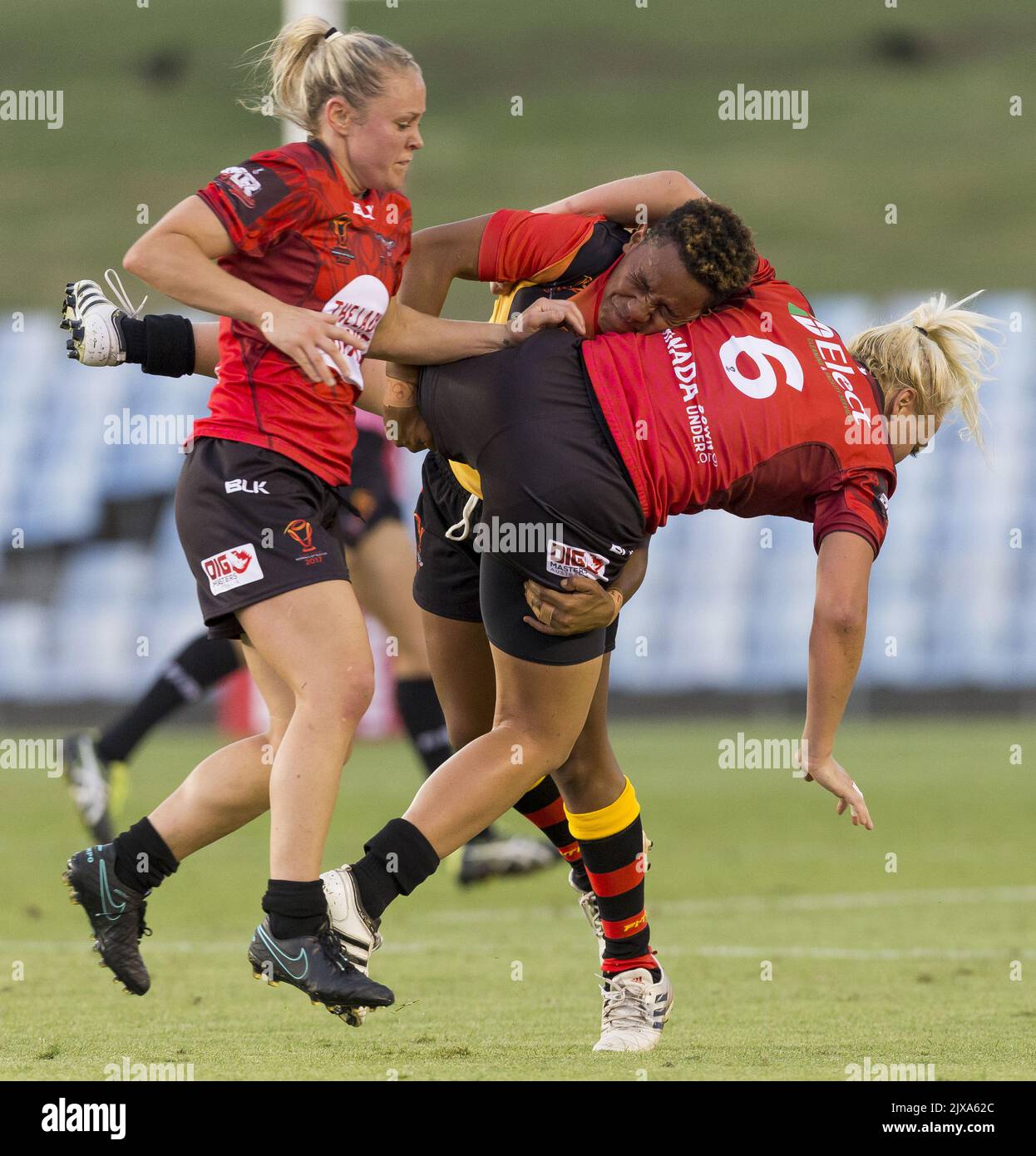 during the Women's Rugby League World Cup match between Papua New ...