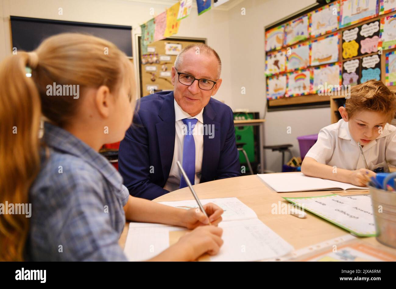SA Premier Jay Weatherill speaks to children at Rosary Catholic School ...