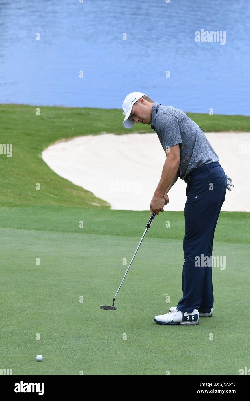 World number 2 Jordan Spieth of the United States putting during a ...