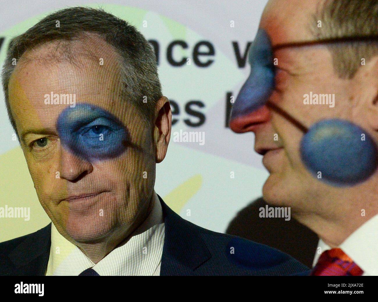 Australian Federal Leader of the Opposition Bill Shorten (left) speaks ...