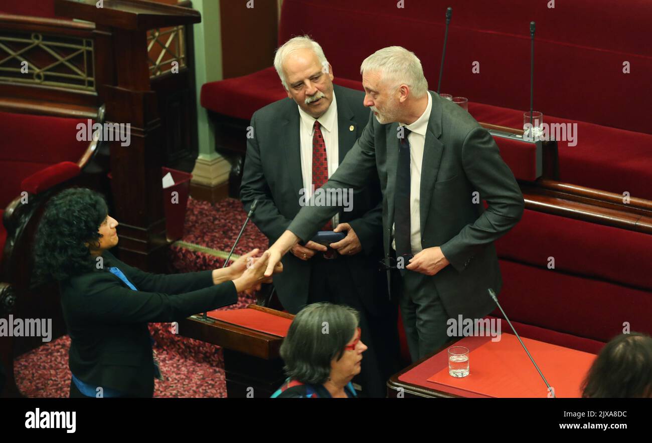 Victorian Labor MPs Nazih Elasmar (left) and Special Minister of State ...