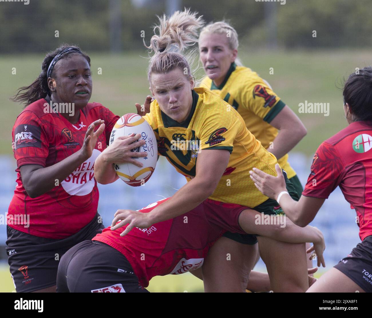 Renae Kunst of Australia in action during the Women's Rugby League ...