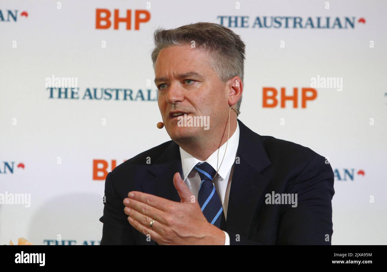 Australian Minister for Finance Mathias Cormann speaks during the ...