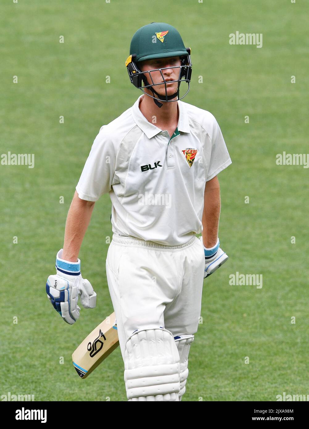 Jordan Silk of Tasmania walks after his dismissal during day one of the ...
