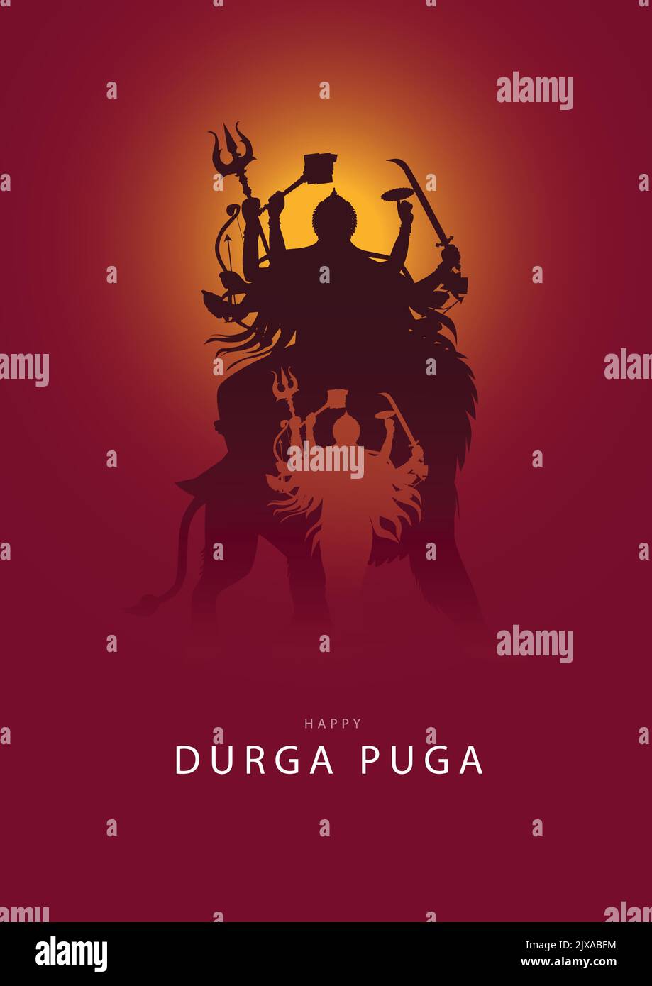 indian God durga in Happy Durga Puja Subh Navratri background. vector ...