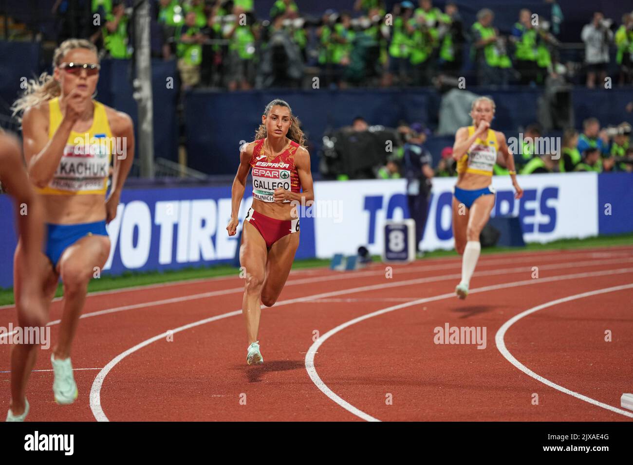 Sara Gallego participating in the 400 meters hurdles of the European ...