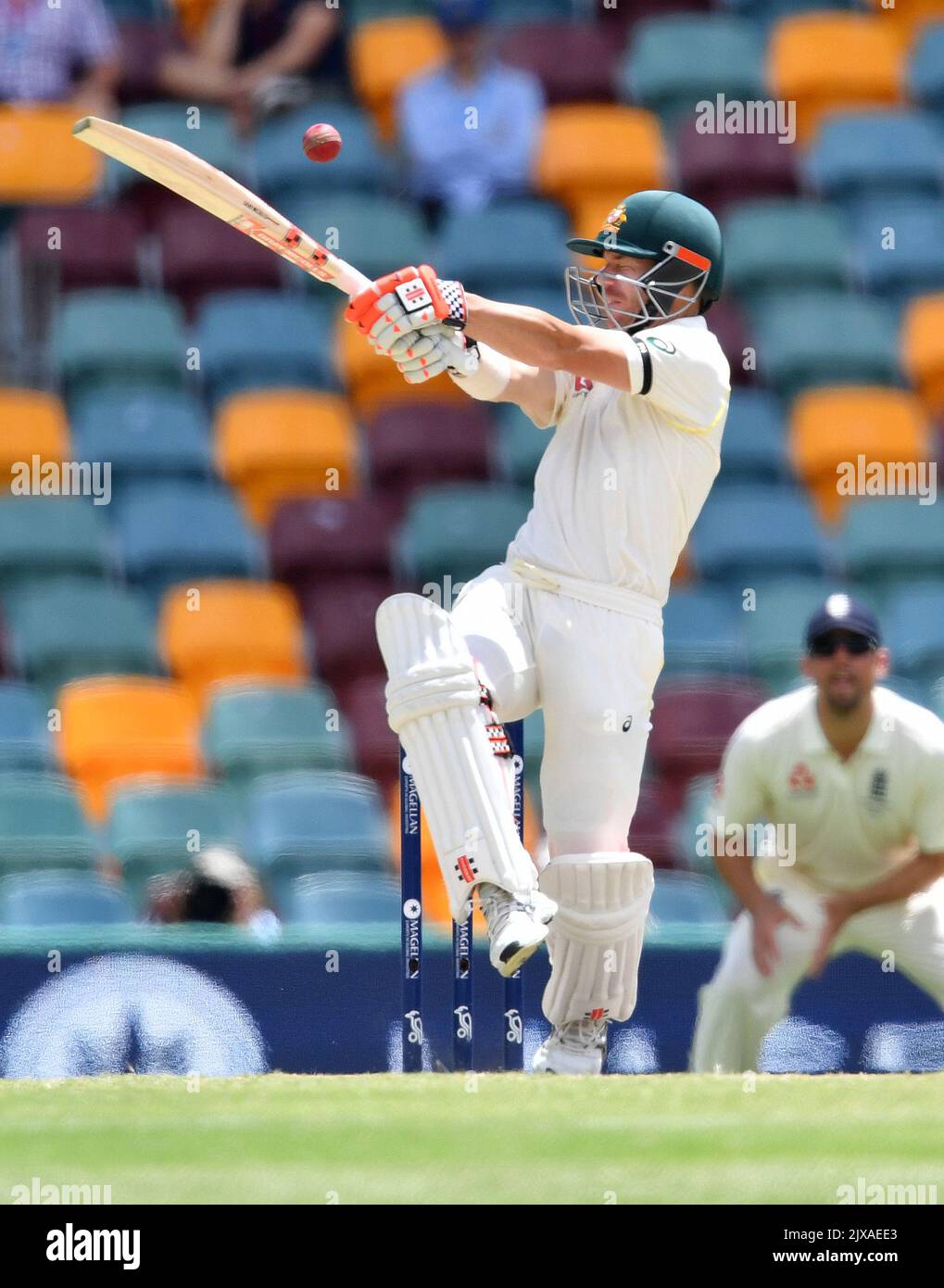 David Warner of Australia in action on Day 5 of the First Ashes Test ...