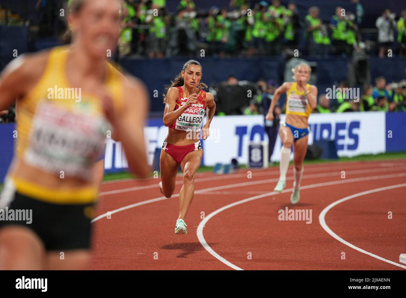 Sara Gallego participating in the 400 meters hurdles of the European ...