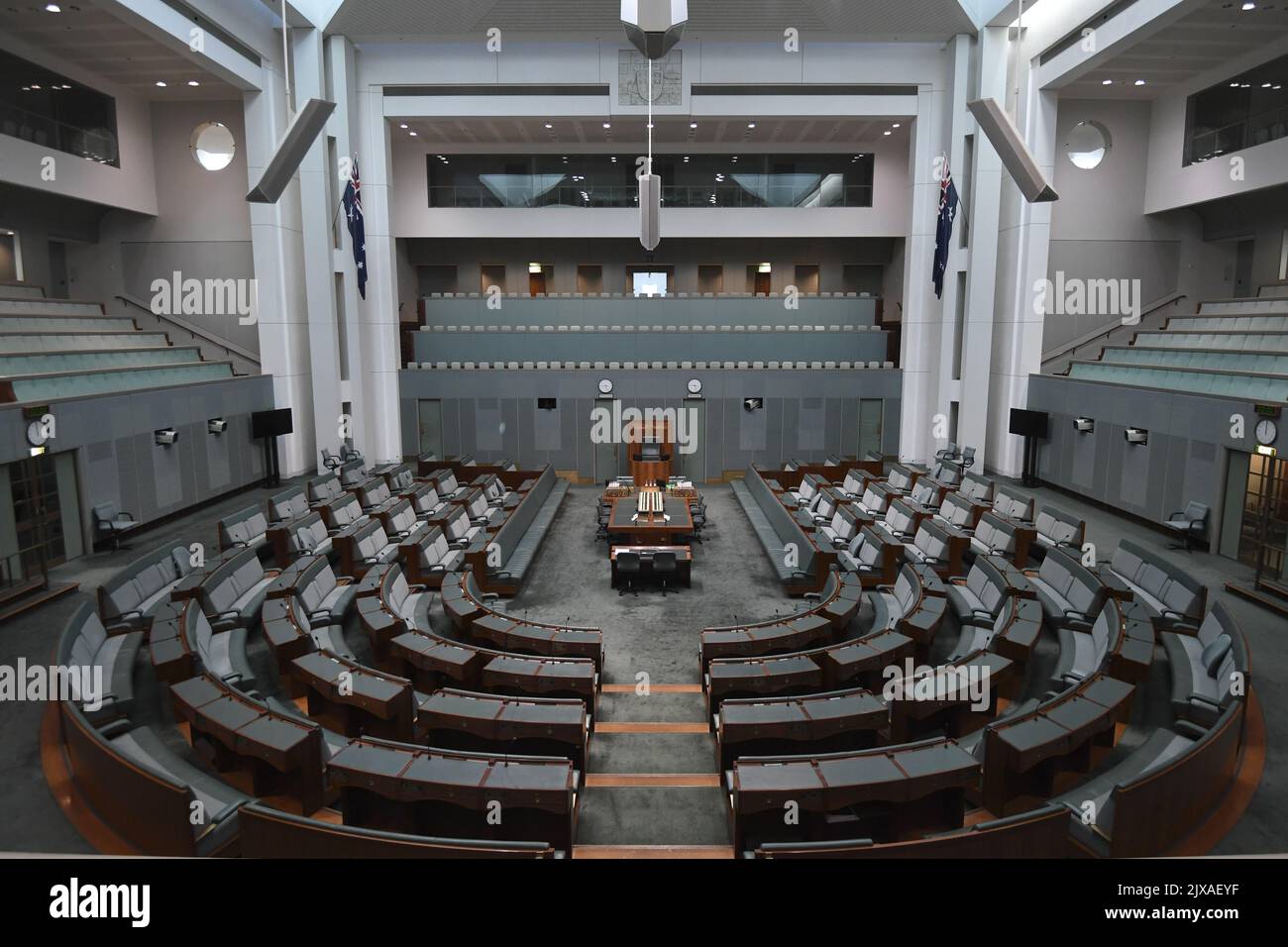 The empty chamber of the House of representatives is seen at Parliament ...