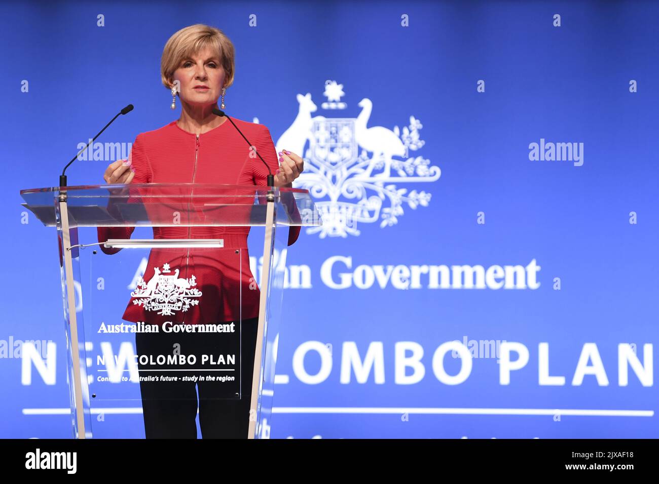 Australian Foreign Minister Julie Bishop speaks during an event ...