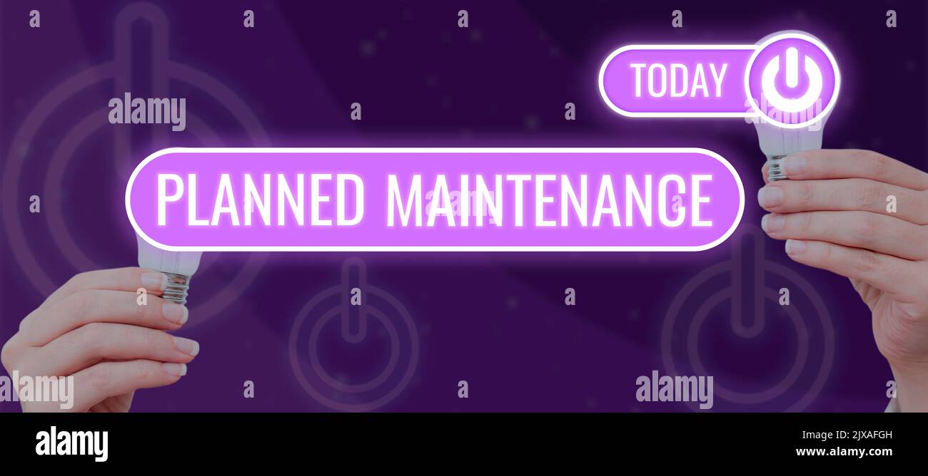 Hand writing sign Planned Maintenance. Conceptual photo Check ups to be ...